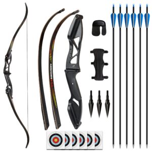 the7box archery takedown recurve bow 30 lbs,bow and arrow set for adult longbow right hand outdoor target practice competition…