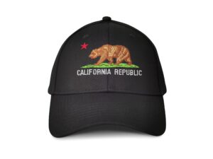 hepandy california cali bear flag embroidered baseball caps for women men girl, adjustable cotton black dad hat snapback trucker hat