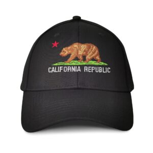 Hepandy California Cali Bear Flag Embroidered Baseball Caps for Women Men Girl, Adjustable Cotton Black Dad Hat Snapback Trucker Hat