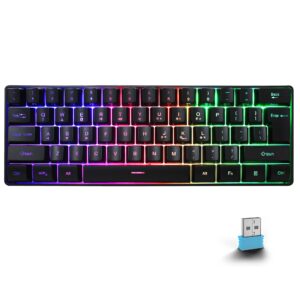 lexonelec wireless gaming keyboard,61 keys ergonomic waterproof quiet mechanical feeling keyboard,bluetooth 5.0 & 2.4g wireless dual modes rgb backlit keyboard for pc/tablet/mobile phone gamer(black)