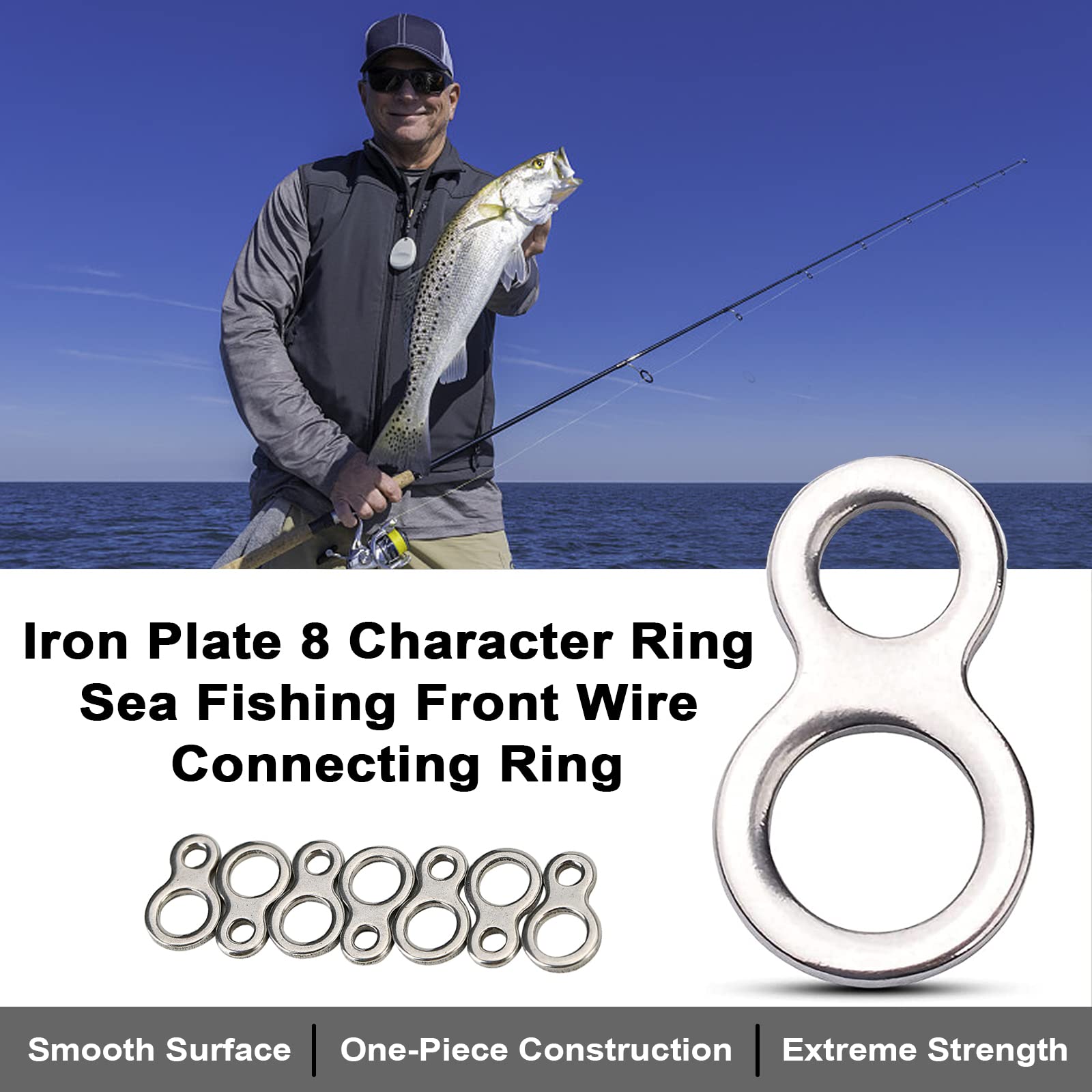 Fishing Split Rings, 60pcs High Strength Stainless Steel Solid Fishing Figure 8 Jigging Rings Lure Connector Tackle Accessories Saltwater Freshwater