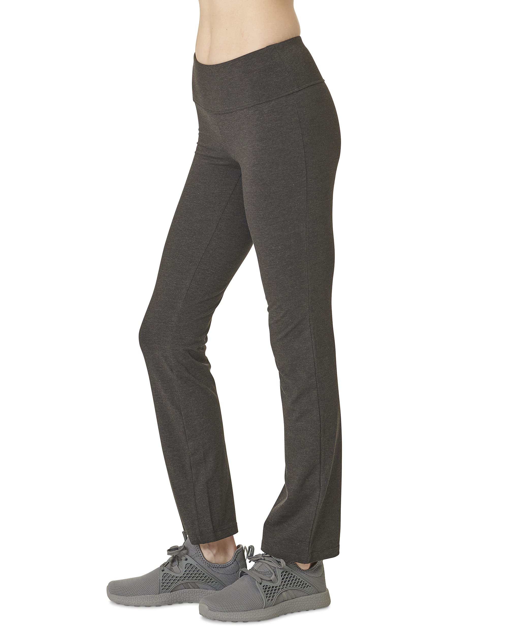 Spalding Women's Slim Fit Yoga Pants | Comfortable Cotton Leggings | Grey | Medium