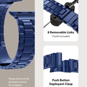 Fullmosa Compatible Apple Watch Bands 41mm 40mm 38mm 49mm 45mm 44mm 42mm, Stainless Steel iWatch Band with Case for Apple Watch Ultra2 Ultra Series 9 8 7 6 5 4 3 2 1 SE SE2, 38mm 40mm 41mm Blue