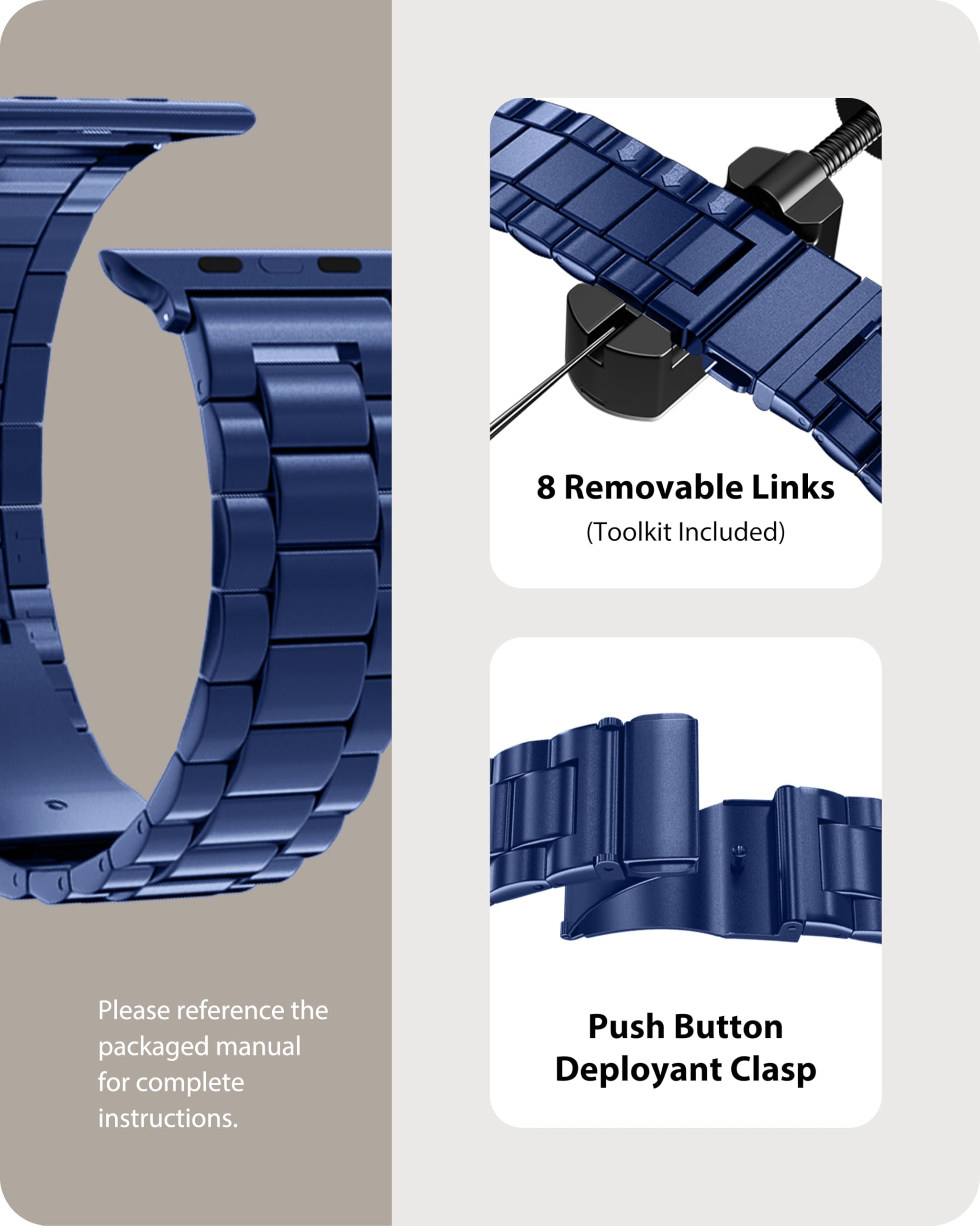 Fullmosa Compatible Apple Watch Bands 41mm 40mm 38mm 49mm 45mm 44mm 42mm, Stainless Steel iWatch Band with Case for Apple Watch Ultra2 Ultra Series 9 8 7 6 5 4 3 2 1 SE SE2, 38mm 40mm 41mm Blue