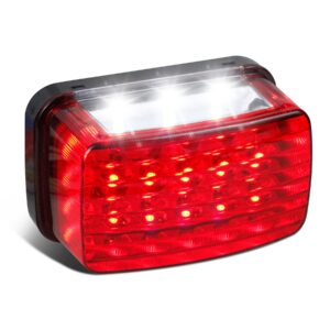 quasco led tail light red lens atv taillight brake lights compatible with yamaha grizzly big bear bruin kodiak wolverine rhino viking, replacement for 5km-84710-01-00