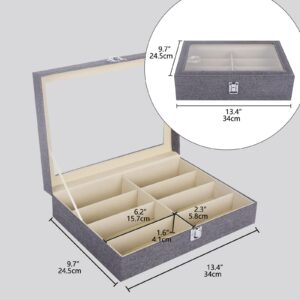 AUTOARK Linen 8 Piece Eyeglasses Storage and Sunglass Glasses Display Case Organizer,Grey,AW-136