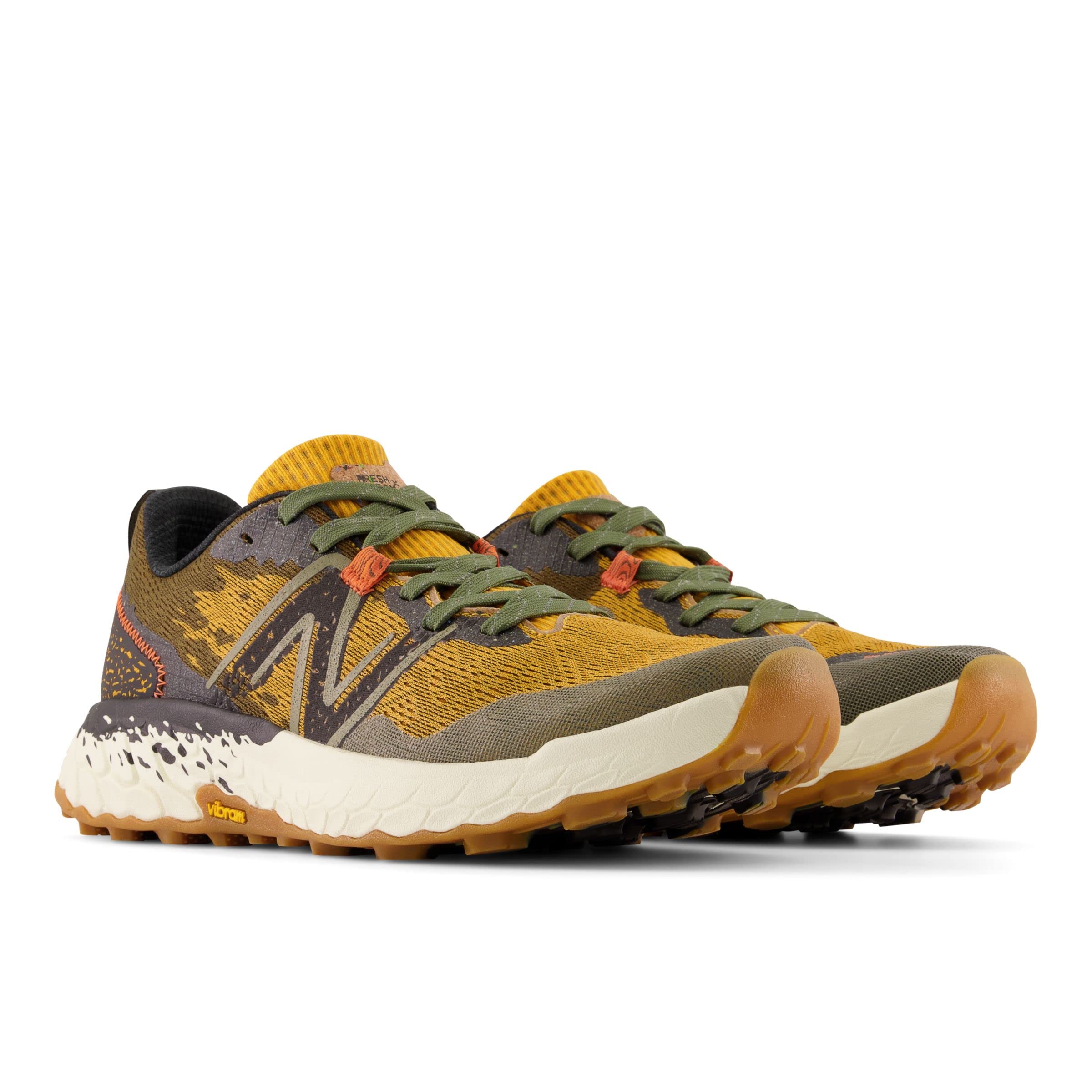 New Balance Men's Fresh Foam X Hierro V7 Running Shoe, Golden Hour/Dark Camo/Black, 9.5