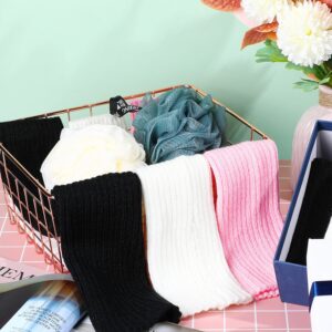 SATINIOR 3 Pairs Women Knit Leg Warmers Knee Ballet Thigh High Leg Warmers Socks (Black, White, Pink)