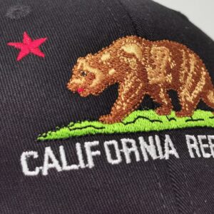 Hepandy California Cali Bear Flag Embroidered Baseball Caps for Women Men Girl, Adjustable Cotton Black Dad Hat Snapback Trucker Hat