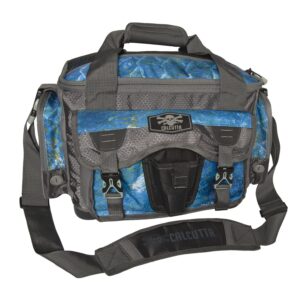 calcutta squall tackle bag | mossy oak coastal shoreline pattern | 4 3700 utility boxes trays | removable shoulder strap | compression molded bottom | durable construction