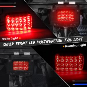 QUASCO Led Tail Light Red Lens ATV Taillight Brake Lights Compatible with Yamaha Grizzly Big Bear Bruin Kodiak Wolverine Rhino Viking, Replacement for 5km-84710-01-00