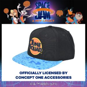 Warner Bros Space Jam 2 Tune Squad Snapback Hat, Adjustable Baseball Cap Black