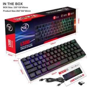 LexonElec Wireless Gaming Keyboard,61 Keys Ergonomic Waterproof Quiet Mechanical Feeling Keyboard,Bluetooth 5.0 & 2.4G Wireless Dual Modes RGB Backlit Keyboard for PC/Tablet/Mobile Phone Gamer(Black)