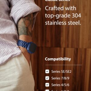 Fullmosa Compatible Apple Watch Bands 41mm 40mm 38mm 49mm 45mm 44mm 42mm, Stainless Steel iWatch Band with Case for Apple Watch Ultra2 Ultra Series 9 8 7 6 5 4 3 2 1 SE SE2, 38mm 40mm 41mm Blue