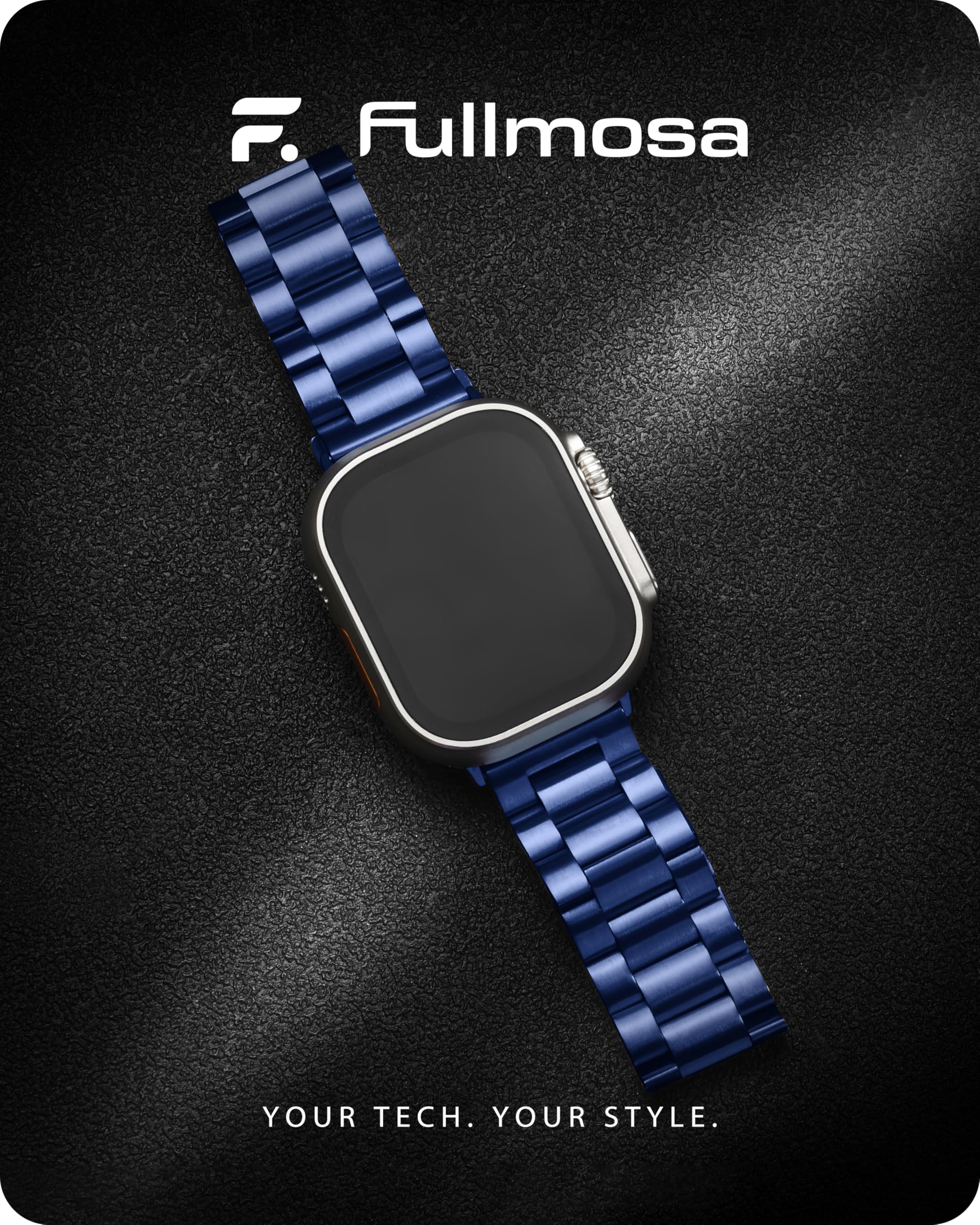 Fullmosa Compatible Apple Watch Bands 41mm 40mm 38mm 49mm 45mm 44mm 42mm, Stainless Steel iWatch Band with Case for Apple Watch Ultra2 Ultra Series 9 8 7 6 5 4 3 2 1 SE SE2, 38mm 40mm 41mm Blue