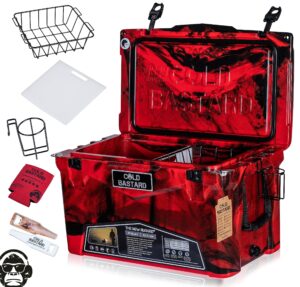 cold bastard coolers 45qt cold bastard rugged+ camo red best premium ice chest cooler accessories free s&h, cb45-cr