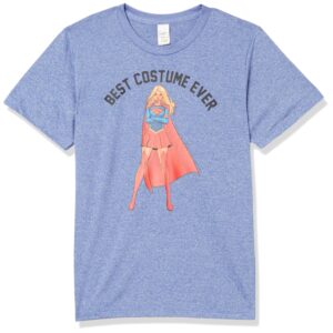 warner brothers superman best supergirl costume boy's performance tee, royal blue heather, youth large