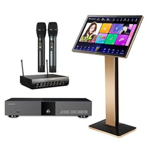 2024 New Type InAndOnkod KV-V5 Max Karaoke Player,with Wireless Mic,22'' Touch Screen Free Cloud Download,Professional Karaoke System Fit for Home Party KTV DJ Bar