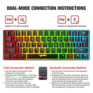 L500 Wireless Gaming Keyboard and Mouse Combo, 2200mAh Mini 61 Keys Mechanical Feeling Keyboard with Bluetooth 5.1&2.4G Wireless Dual Modes,RGB Backlit Wireless Lightweight Gaming Mouse for PC/Gamer