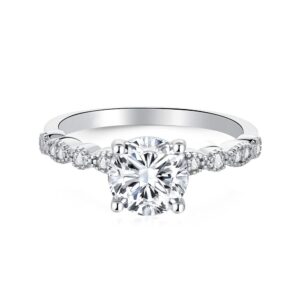 blocaci 1-1/5 carat (ctw) classic round engagement rings for women platinum plated silver, moissanite engagement rings wedding anniversary rings(size 6.5)