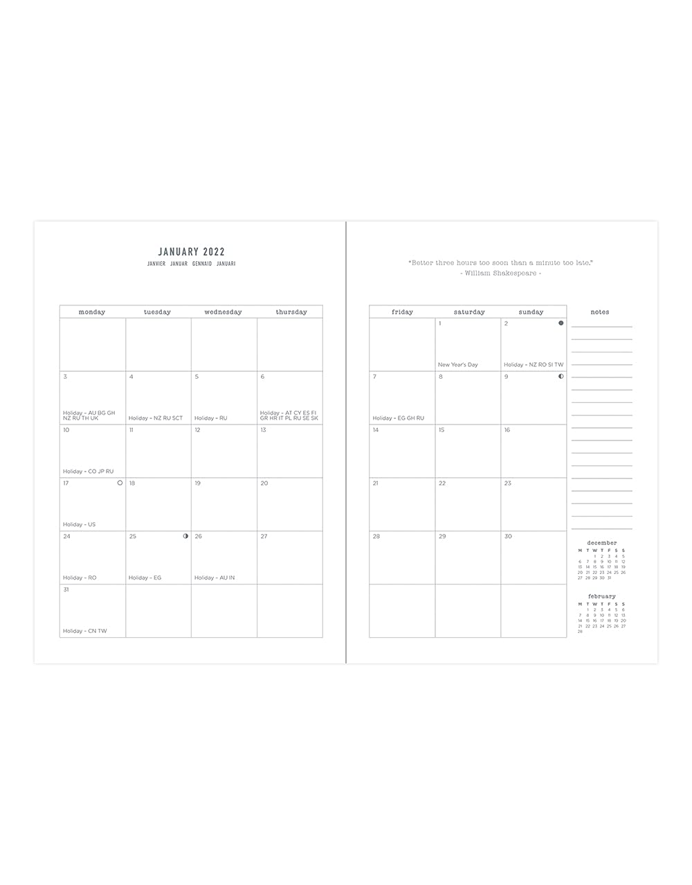 Letts Mineral A5 Week to View 2022 Diary - Slate