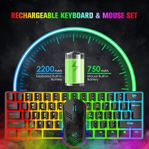 L500 Wireless Gaming Keyboard and Mouse Combo, 2200mAh Mini 61 Keys Mechanical Feeling Keyboard with Bluetooth 5.1&2.4G Wireless Dual Modes,RGB Backlit Wireless Lightweight Gaming Mouse for PC/Gamer