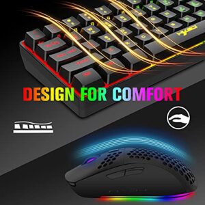 L500 Wireless Gaming Keyboard and Mouse Combo, 2200mAh Mini 61 Keys Mechanical Feeling Keyboard with Bluetooth 5.1&2.4G Wireless Dual Modes,RGB Backlit Wireless Lightweight Gaming Mouse for PC/Gamer