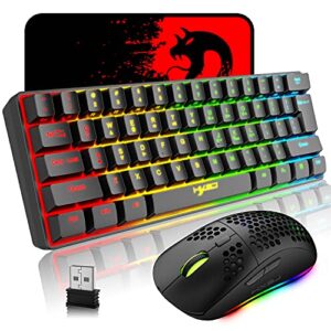 l500 wireless gaming keyboard and mouse combo, 2200mah mini 61 keys mechanical feeling keyboard with bluetooth 5.1&2.4g wireless dual modes,rgb backlit wireless lightweight gaming mouse for pc/gamer