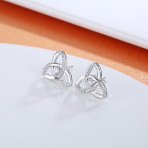 Irish Celtic Knot Stud Earrings 925 Sterling Silver Triquetra Jewelry Gifts for Women