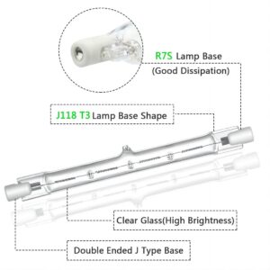 CMYBEN 4 Pack Halogen R7S 118mm 300W 120V Dimmable 4500lm Beam Angle J-Type Double Ended Floodlight Bulb 360° Warm White 2700K