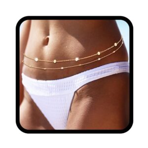 cosydays boho sequins belly chain gold beads waist chains layered beach bikini waist jewelry accessories for women and girls