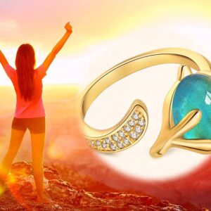 lwzsyap Adjustable Mood Ring，Emotional fox ring,Cute Creative Gold plated crystal gemstone color changing ring，Temperature-Control Finger Ring,Animal fox tail open ring, Gift for Kids Child Women Girls