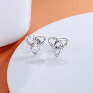 Irish Celtic Knot Stud Earrings 925 Sterling Silver Triquetra Jewelry Gifts for Women