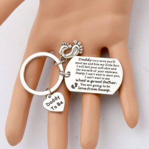 MYOSPARK Daddy To Be Gifts Daddy I Can't Wait To Meet You Keychain First Time Dads Gift Pregnancy Announcement Gift (Daddy Soon DKC)