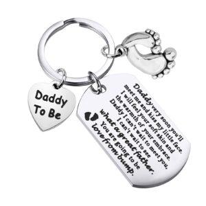 myospark daddy to be gifts daddy i can't wait to meet you keychain first time dads gift pregnancy announcement gift (daddy soon dkc)