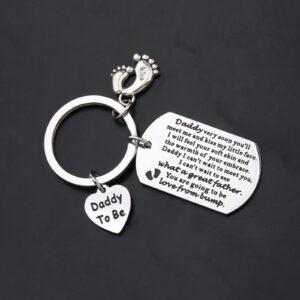 MYOSPARK Daddy To Be Gifts Daddy I Can't Wait To Meet You Keychain First Time Dads Gift Pregnancy Announcement Gift (Daddy Soon DKC)