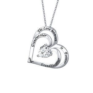 daochong s925 sterling silver granddaughter heart pendant necklace jewelry gift from grandma grandmother granddaughter birthday