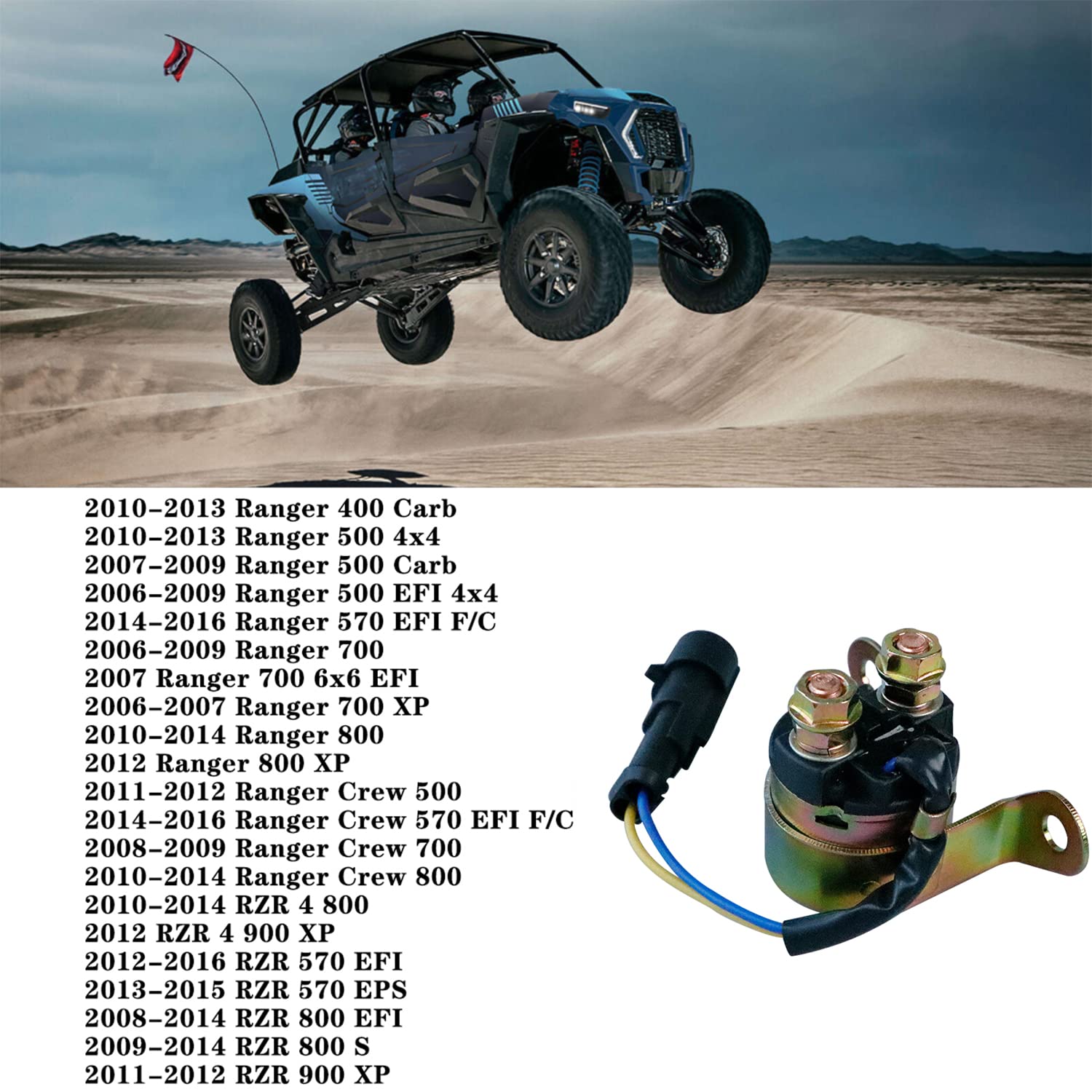 Starter Solenoid Relay Compatible with Polaris Ranger 400 500 570 700 800 Sportsman 500 700 800 RZR 4 S XP 570 800 900 Replace 401200 4010947