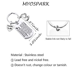 MYOSPARK Daddy To Be Gifts Daddy I Can't Wait To Meet You Keychain First Time Dads Gift Pregnancy Announcement Gift (Daddy Soon DKC)