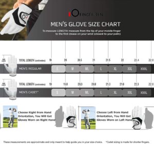 Amy Sport Golf Gloves Men Left Hand 3 Pack Right Hand Leather All Weather Grip Soft Breathable Flexible for Golfers Size Small Medium ML Large XL (White-3 Pack, X/Large, Worn on Left Hand)