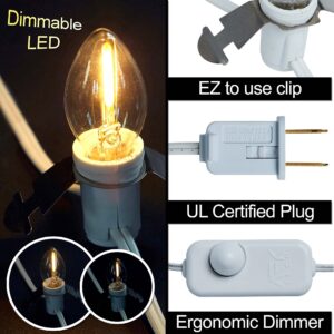 [Dimmer Included] Single Bulb chainable LED Accessory Cord – 6ft Cord with One (1) c7/e12 Candelabra LED Light Bulb and clip - Christmas Village, Decorations, Crafts, Lamp, Holiday (Dimmer Switch)