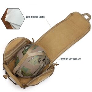 FARMSOLDIER Tactical Helmet Bag,Molle Helmet Bag Pack,Lightweight Padded Storage Bag for Carrying Airsoft Fast Motorcycle MICH Helmet Kahki, Khaki