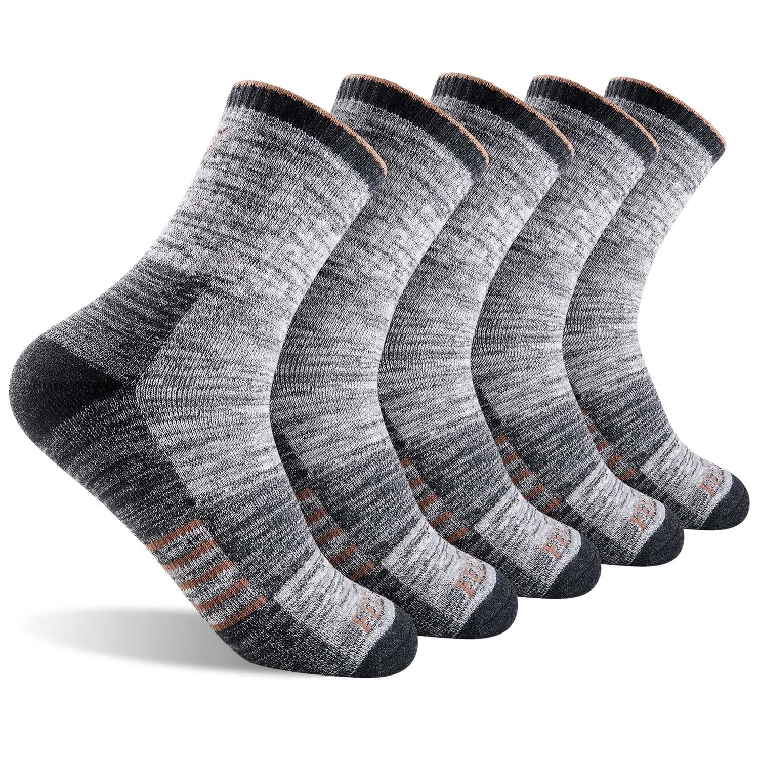 FEIDEER Men's Women's Hiking Walking Socks, Moisture Wicking Cotton Cushion Quarter Crew Socks (TJ-2-5MS20305-L)