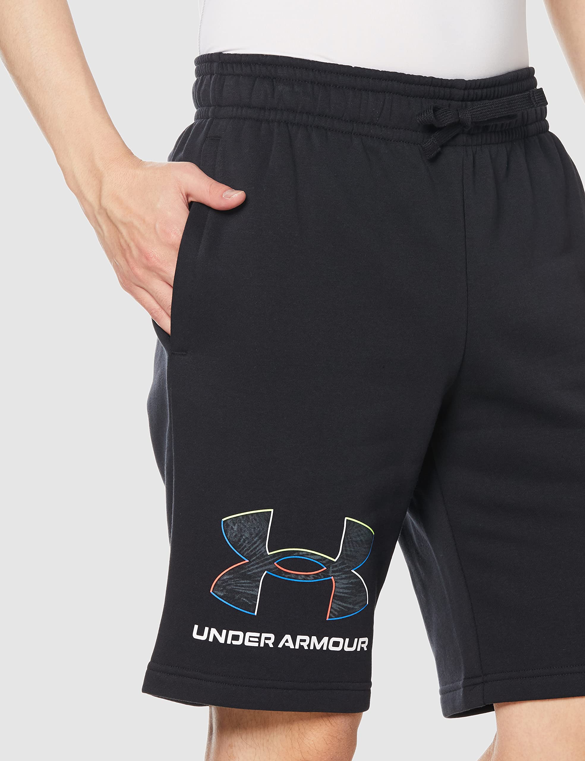 Under Armour Rival Fleece Graphic Shorts Black/White LG