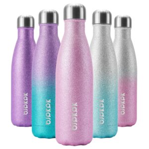 bjpkpk insulated water bottles -17oz/500ml -stainless steel water bottles,sports water bottles keep cold for 24 hours and hot for 12 hours,bpa free water bottle,glitter gold