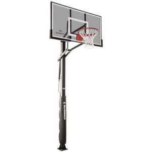 silverback ghost basketball goal with 60-inch tinted tempered glass backboard