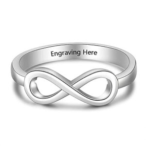 roy rose jewelry custom engravable infinity ring in silver color for best friends, birthday gift, mother's day gift, promise ring (5.5)