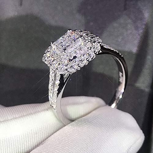 14K Gold Plated 925 Sterling Silver Rings for Women Cubic Zirconia Anniversary Wedding Ring 925 Sterling Silver CZ Engagement Ring for Women (6)