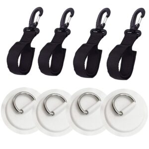 4 pieces kayak paddle sup paddleboard keeper paddle clip paddle holder include 4 pieces d-ring patch for pvc inflatable boat &sup paddleboard (white)