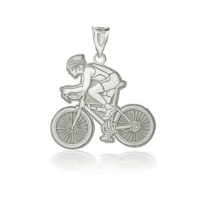 bicycle sports charm sterling silver personalized name cyclist cycling road bike sportsman pendant